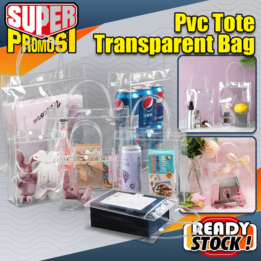 Clear PVC Tote Bag with Button/PVC Tote Transparent Bag/Transparent ...