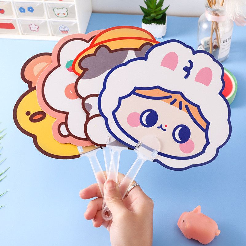 Fan Cartoon animal children holding special-shaped small fan student ...