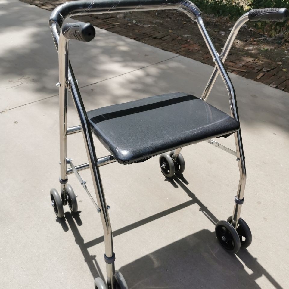 Elderly Movable Chair Elderly Trolley Walker Chair Can Sit Four-Wheel ...