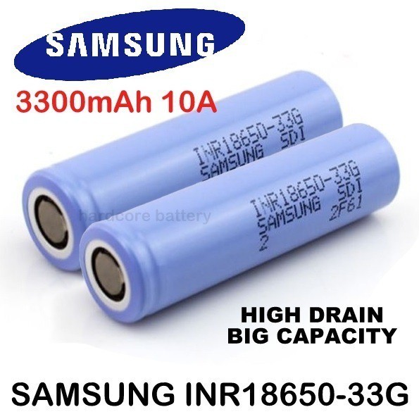 NEW Genuine samsung INR 18650 33G 3300mAh 10A Li-ion Lithium ion 3.7V ...