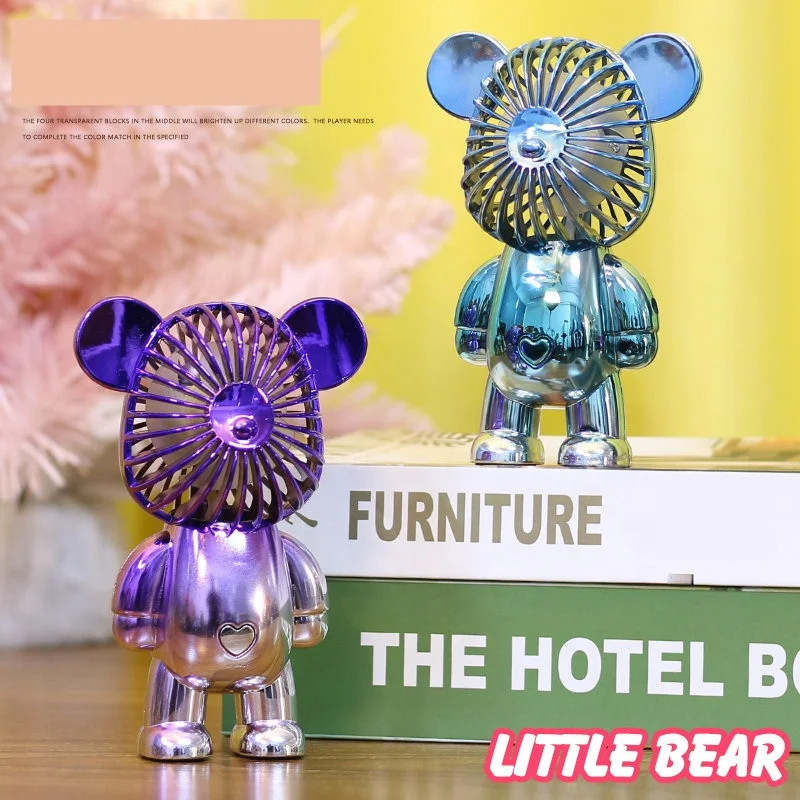 Portable Mini Bearbrick USB Rechargeable Fans Violent Bear Handheld Fan ...