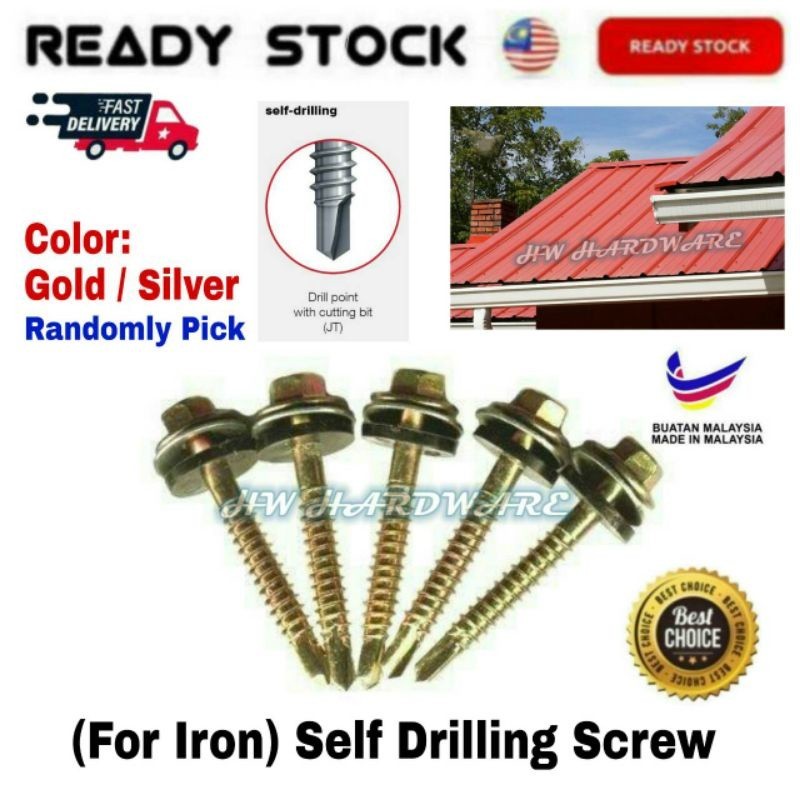 (M8) Hex Head Self Drilling Screw For Iron / Skru Bumbung untuk Besi U ...
