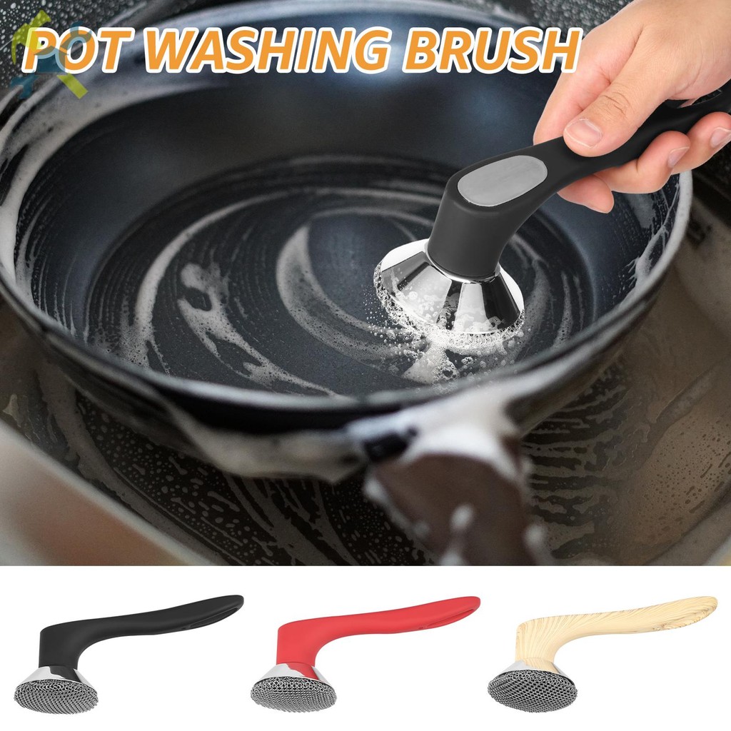 Cast Iron Scrubber Efficient Stainless Steel Skillet Cleaner with Long ...