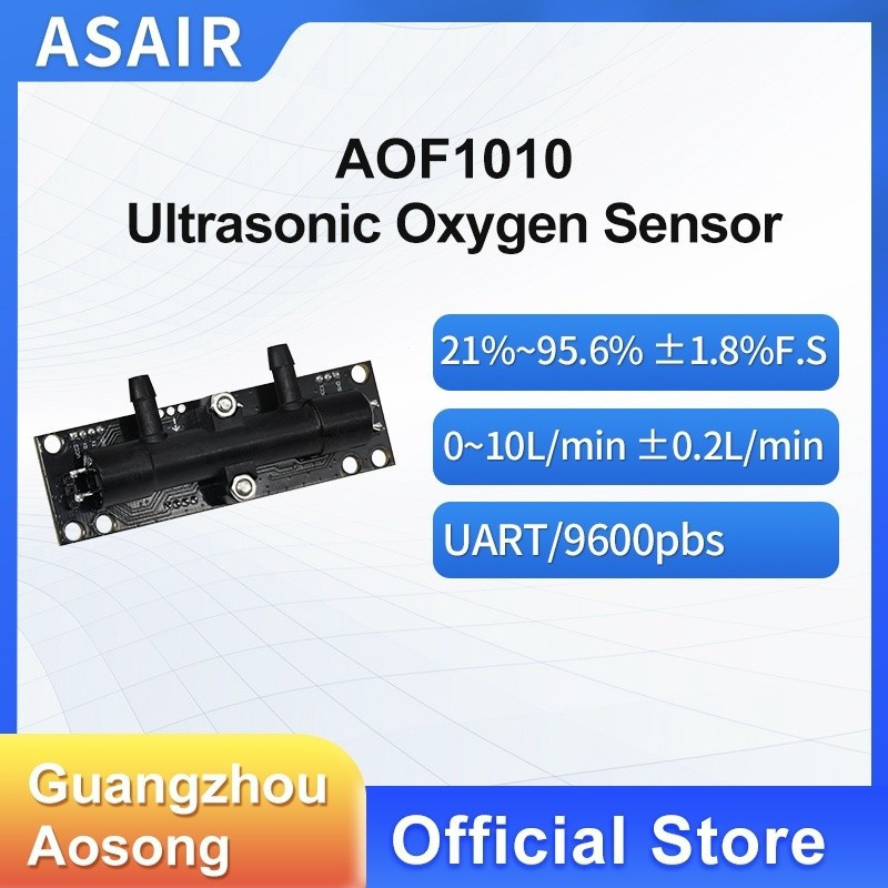 Asair AOF1010 Ultrasonic Oxygen Sensor Module Short/Long term Gas Flow ...