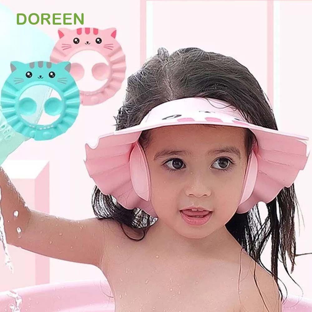 DOREEN Kids Bath Hat Waterproof Soft Ear Protection Prevent Water Into ...