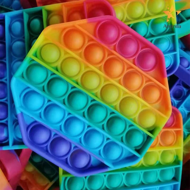 Rainbow Silicone Pop Sensory Toys Anti-Anxiety Squeeze Sensory Toy ...