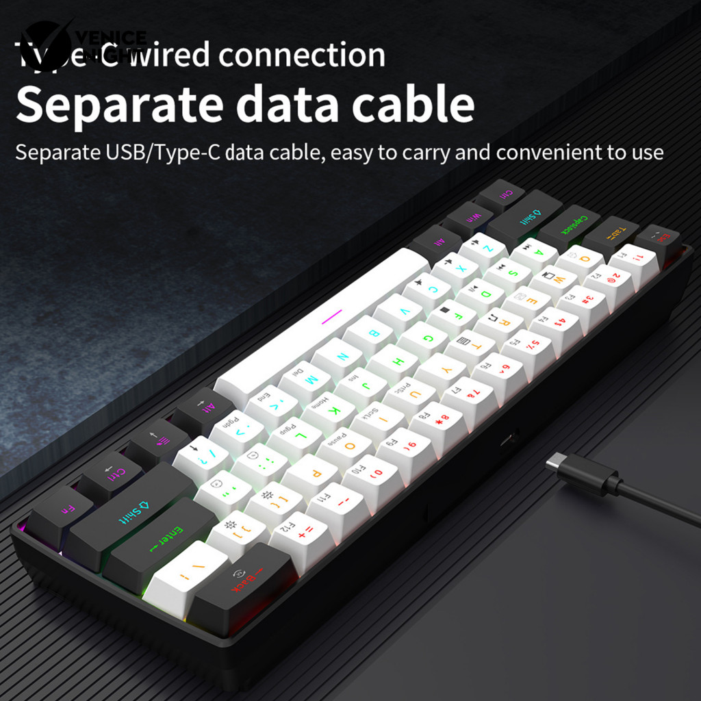 Dust-proof Keyboard Backlit Gaming Keyboard Compact 61 Keys Rgb ...