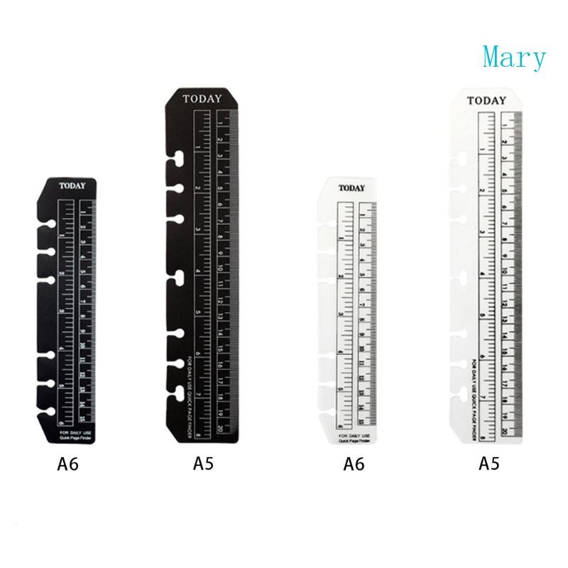 Mary PVC Bookmark Ruler Binder 6-Hole Notebook Filler Clear Black ...