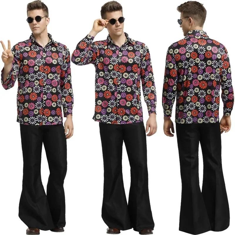 70s 80s Retro Hippie Halloween Vintage Hippie Costumes For Men Rock ...