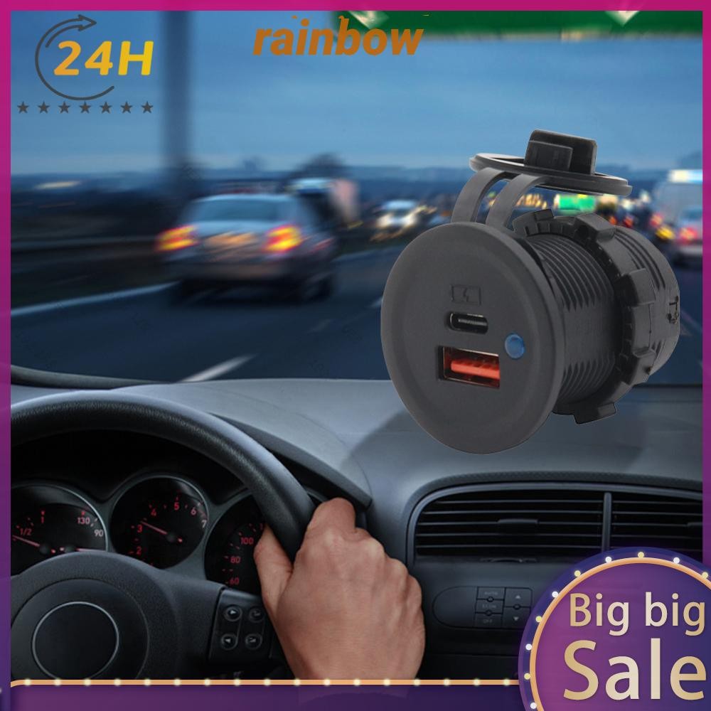 DC 10-28V Car USB Charger Socket Fast Charging PD Type C + QC 3.0 Power ...