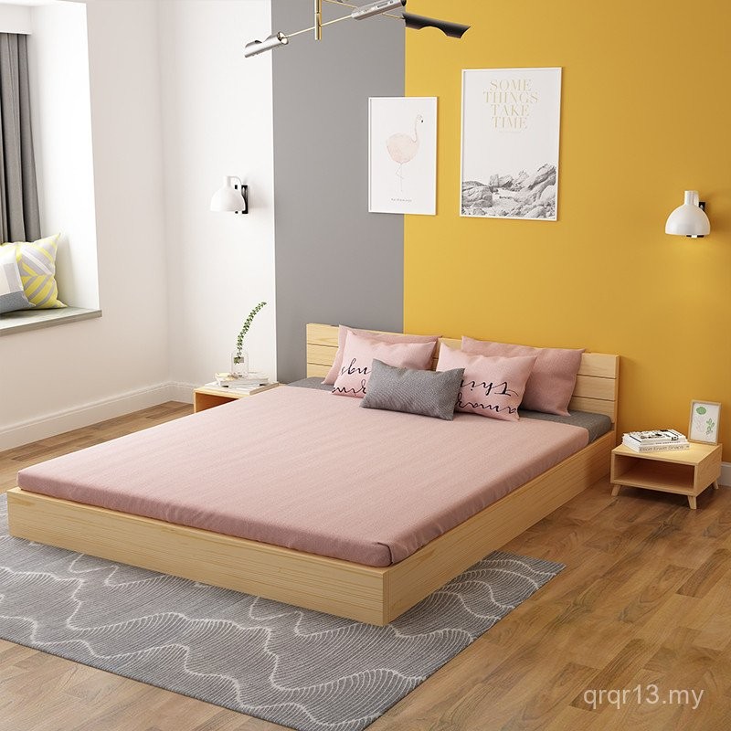 W7 Rangka Katil Tatami Kayu Pejal 1.5m 1.8m Katil Double Katil Lantai ...