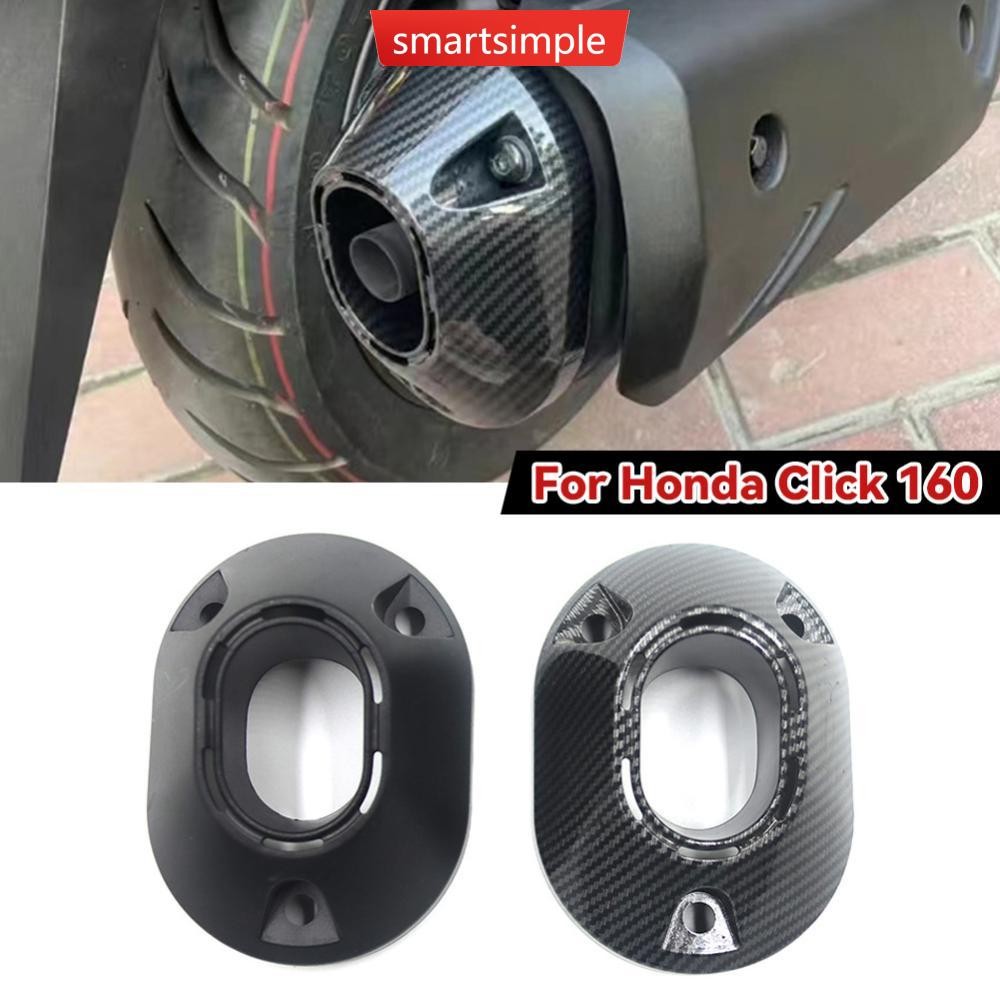 SMARTSIMPLE Motorcycle Muffler Tip Cover Glossy Carbon Fiber Black ...