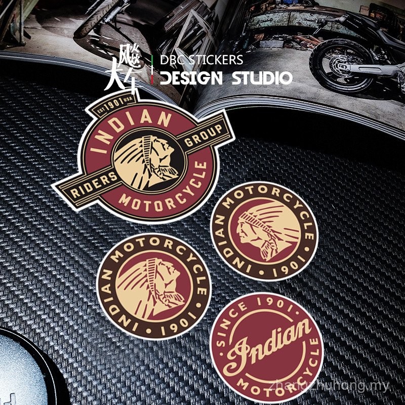 Retro Indian Harley Rider Helmet Fuel Tank Decal Motorcycle Car Sticker ...