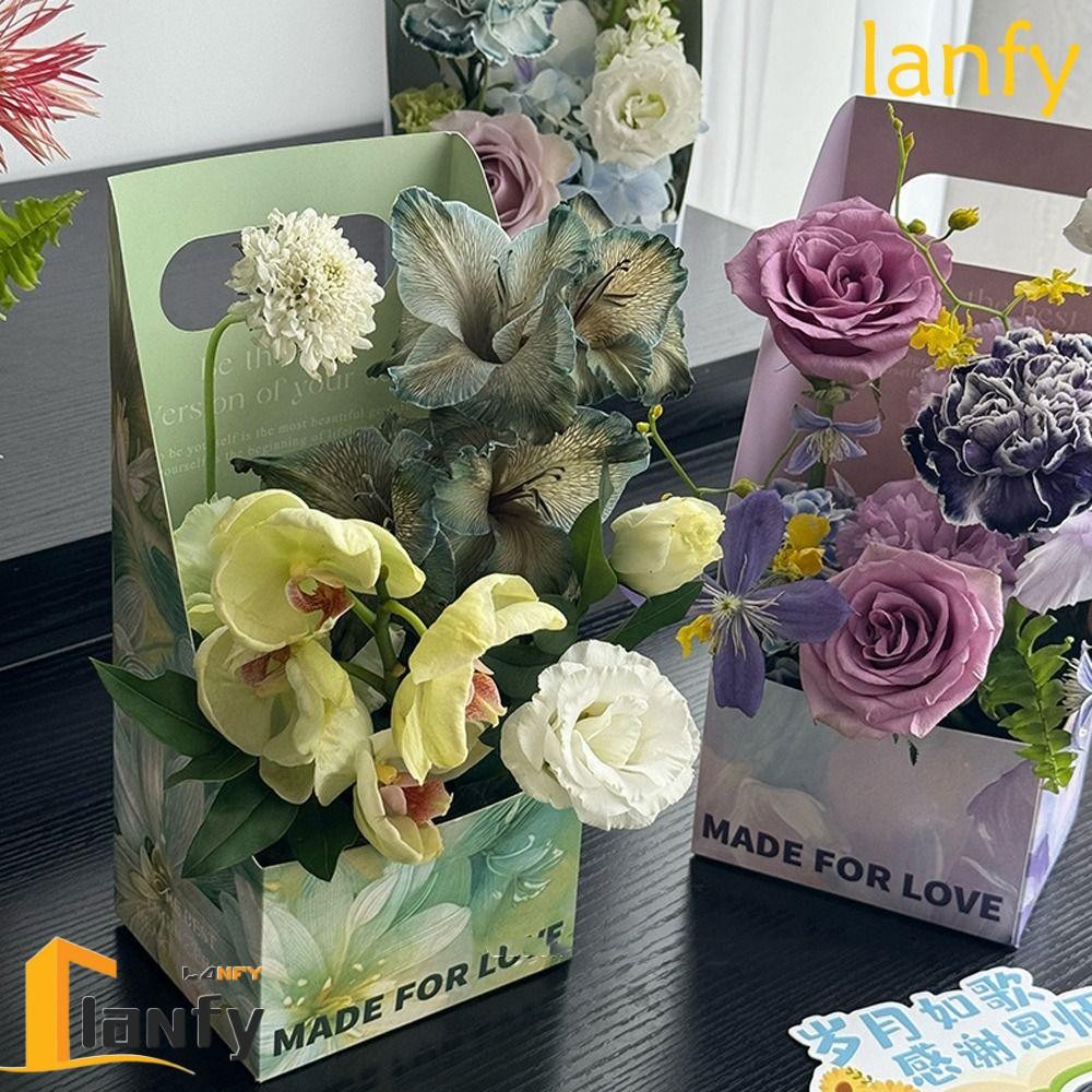 LANFY Handheld Flower Gift Box, Paper Romantic Flower Arrangement Box ...