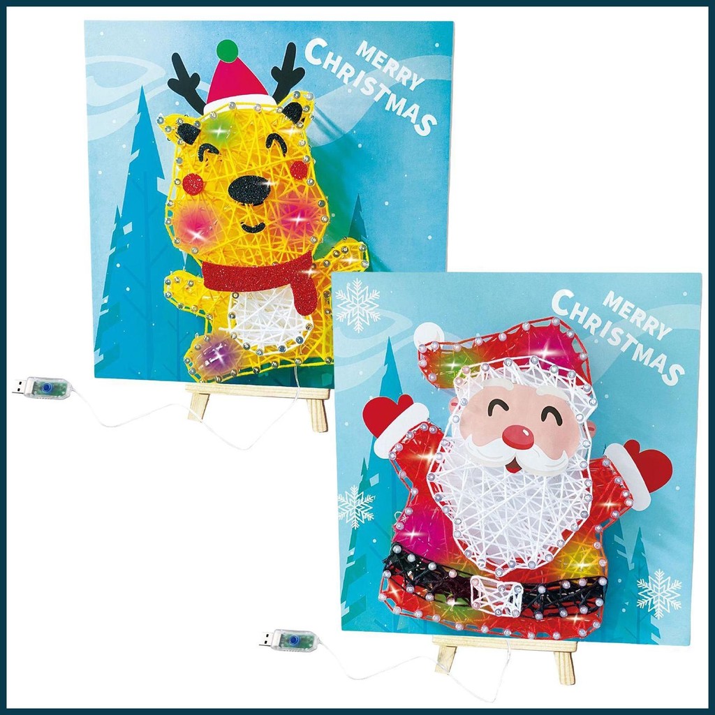 Christmas Craft Kits for Kids Multi-Colored LED Light Santa Elk String ...