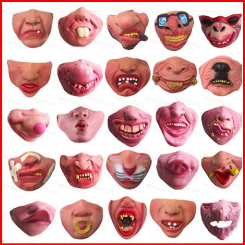 YS Funny Mask Adult Party Cosplay Decor Halloween Latex Clown Half Face ...