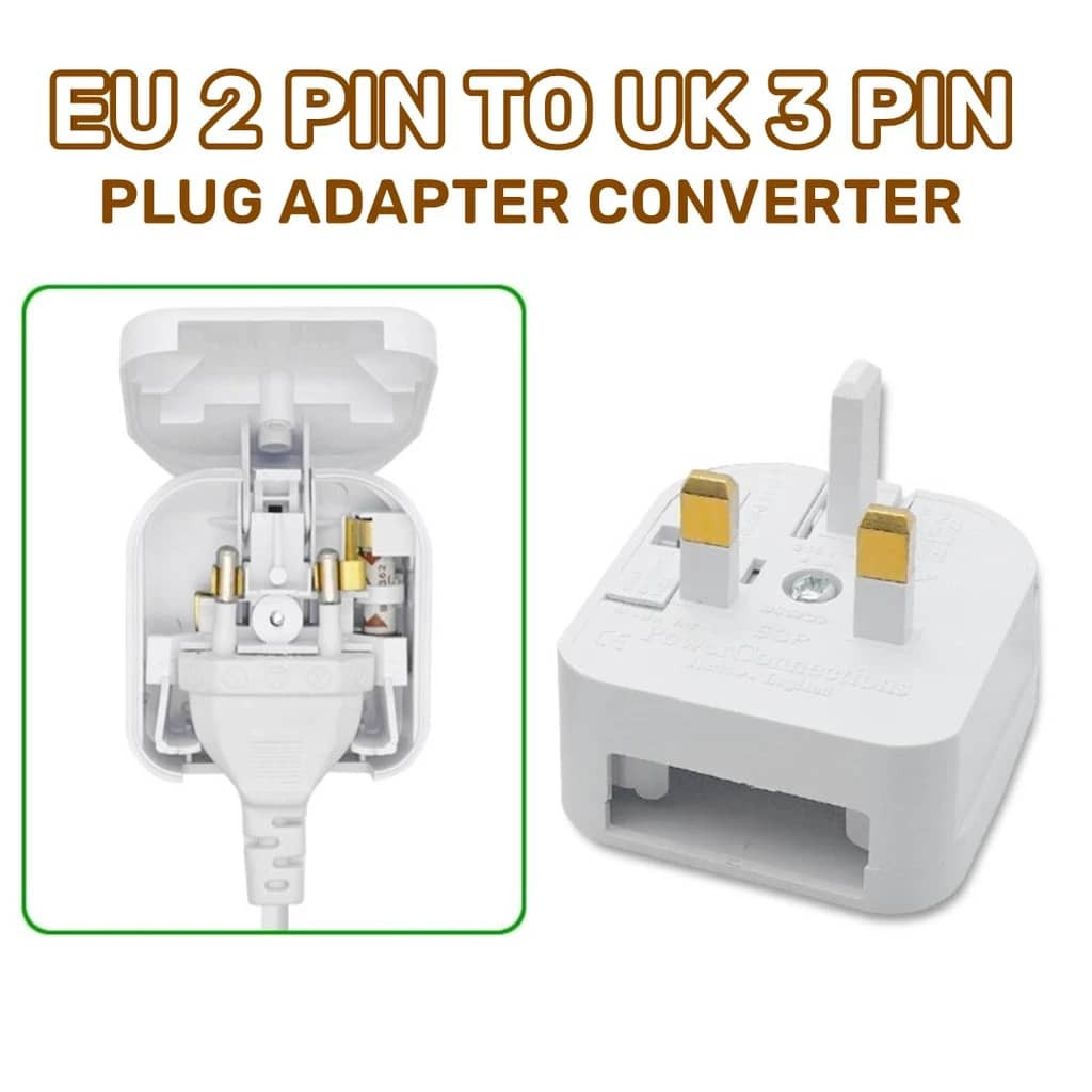 PLUG ADAPTER CONVERTER 3 PIN TO 2 PIN PLUG / EU TO UK PLUG ADAPTER ...