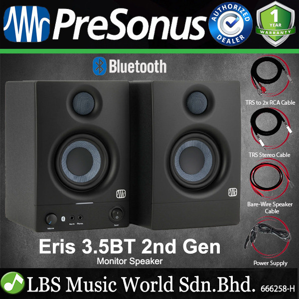 PreSonus Eris E3.5 Professional Powered Multimedia Pair Studio Monitors ...