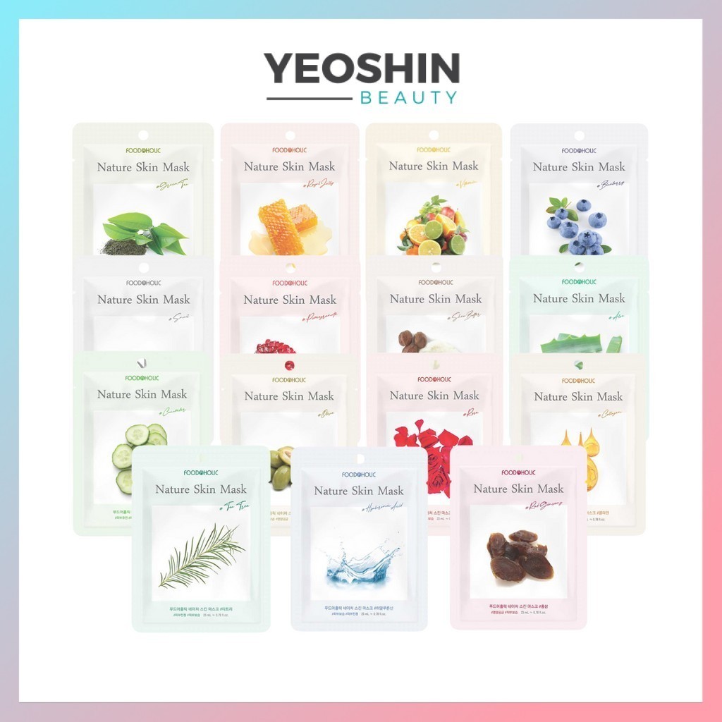 FOODAHOLIC Nature Skin Mask Pack /Sheet Mask 1Pcs- 16Types | Shopee ...