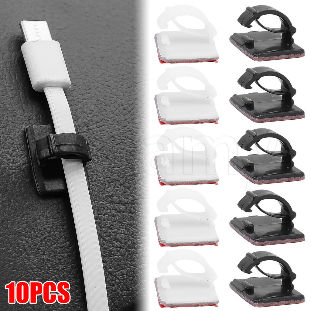 10Pcs Self-Adhesive Cable Clips - Car Tachograph Cable Organizer - USB ...