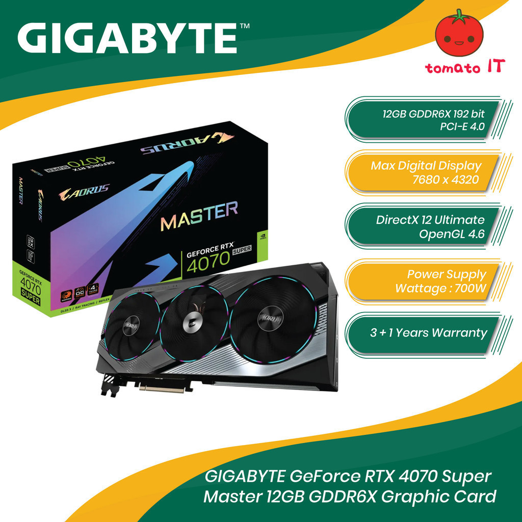 GIGABYTE GeForce RTX 4070 Super Master 12GB GDDR6X Graphic Card ...