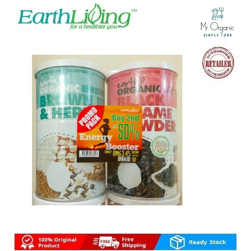 Earth Living Organic Brown Rice & Herbs Powder + Black Sesame Powder ...