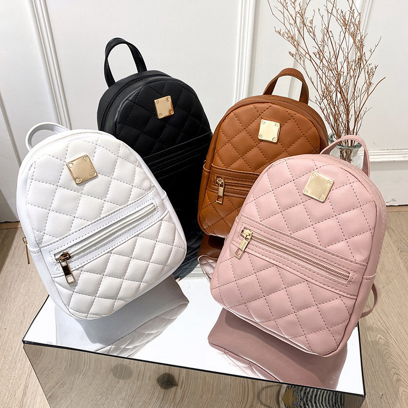 Women's cute small backpack with diamond pattern, adjustable strap ...