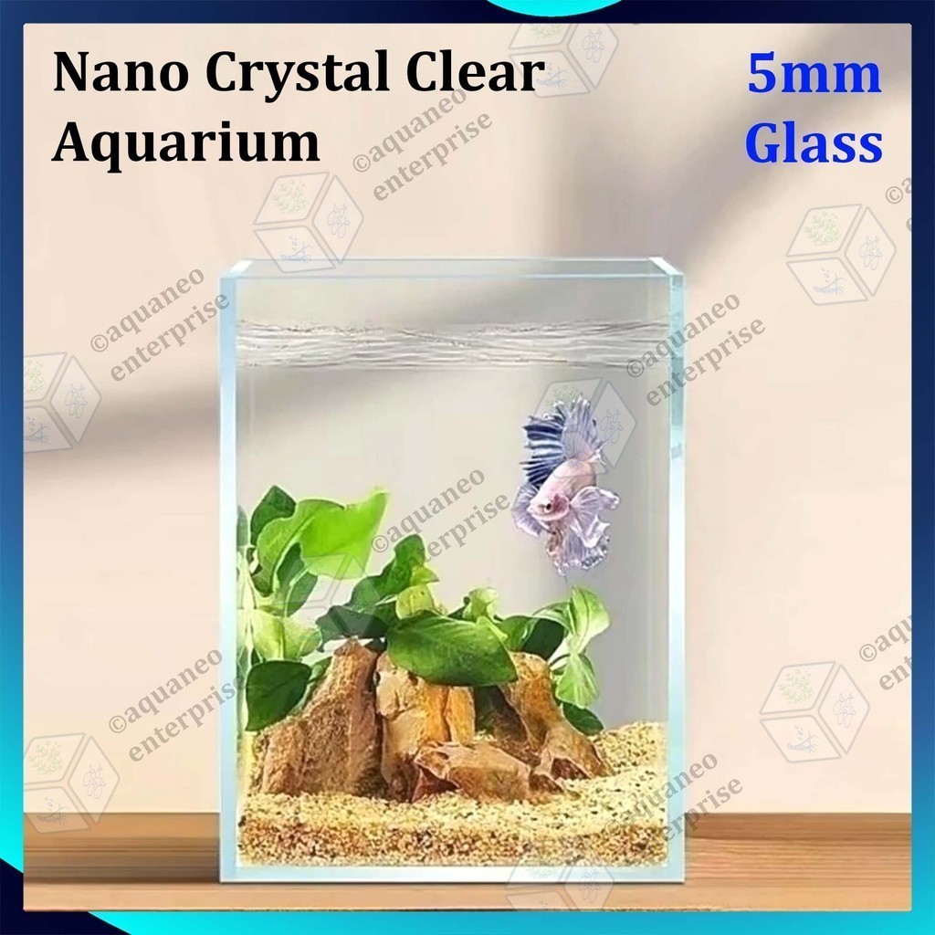 Crystal Clear Glass Aquarium Tank Betta Fish Tank 12cm 15cm | betta ...