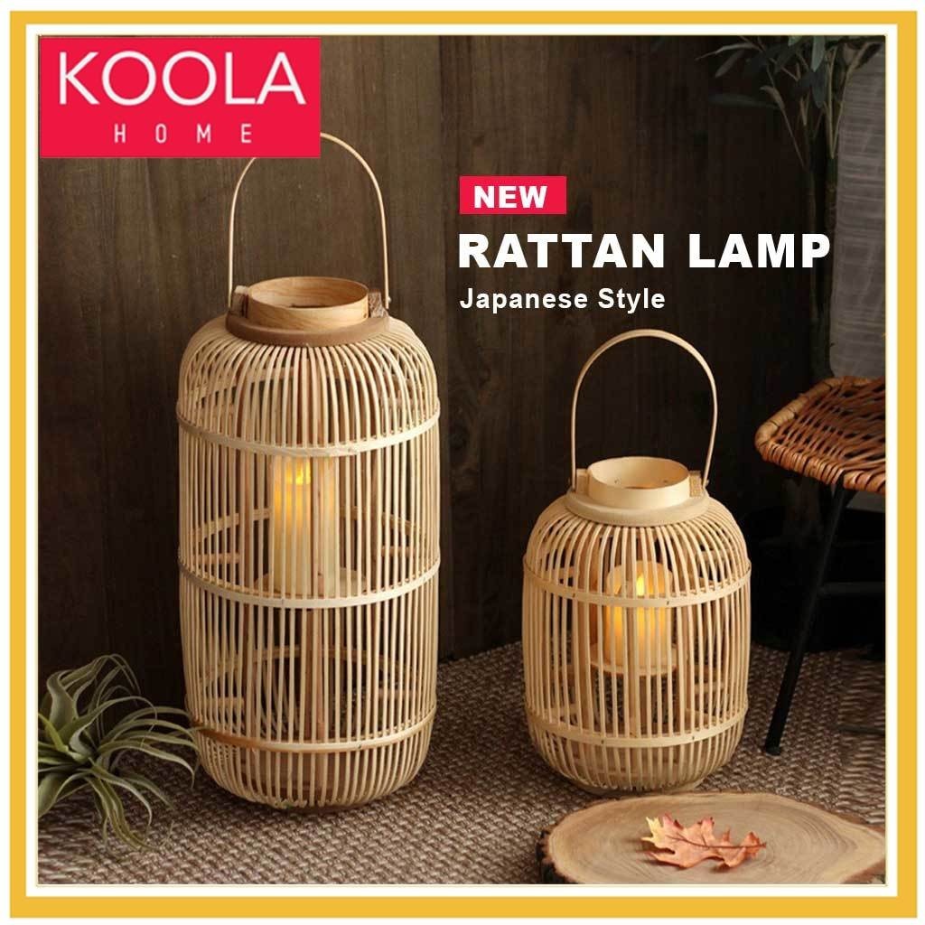 KOOLA Japanese Style Lampu Ratan Raya Rattan Woven Lantern Floor Lamp ...