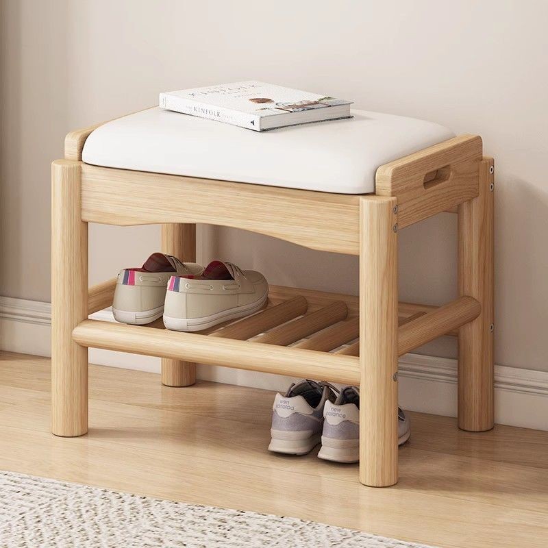 Solid Wood Shoe Rack Entry Doorway Shoe Bench Simple House Hold Shoe ...