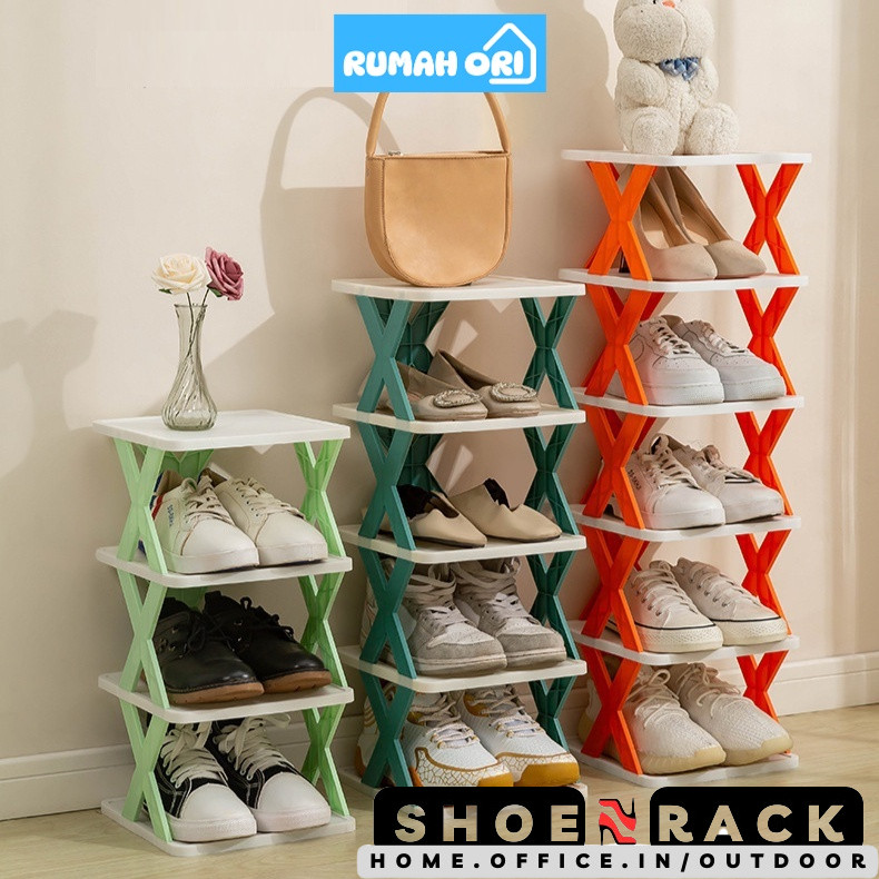 4/5/6Tiers Plastic Shoe Rack Shoe Storage Organizer Rack Rak Kasut ...