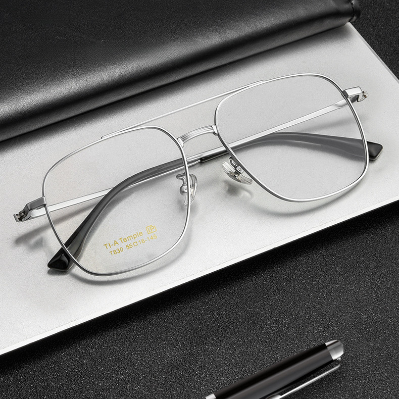 Ultra Light Titanium Glasses Frame Double Beam Retro Eyeglasses Men ...