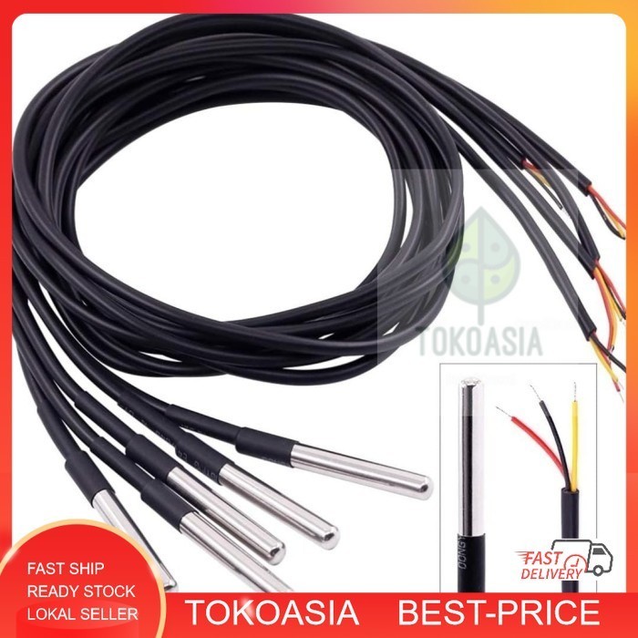 Ds18b20 Waterproof Temperature Suhu Sensor Probe Arduino Uno 2 Meter 2055