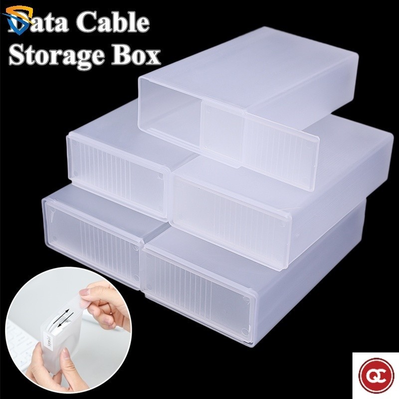 QC Ins Transparent Wire Storage Box Data Cable Organizer Boxes Slide ...