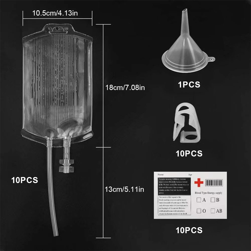 [uebtech.my] 10PCS Vampire Cosplay Props 350ML Halloween Blood IV Bags ...