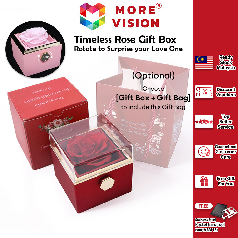 Timeless Rose Jewellery Box Rotating Jewelry Transparent Lid Flower ...