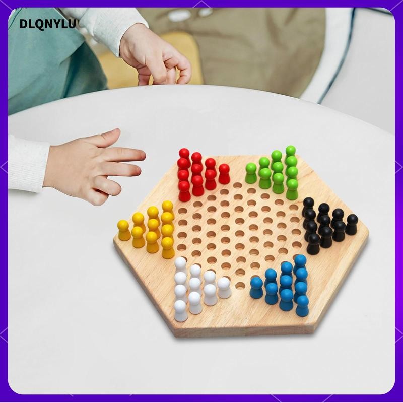 [dlqnylu] Wooden Chinese Checkers 6 Color Chesses Portable Tabletop Game Family Board | Shopee ...