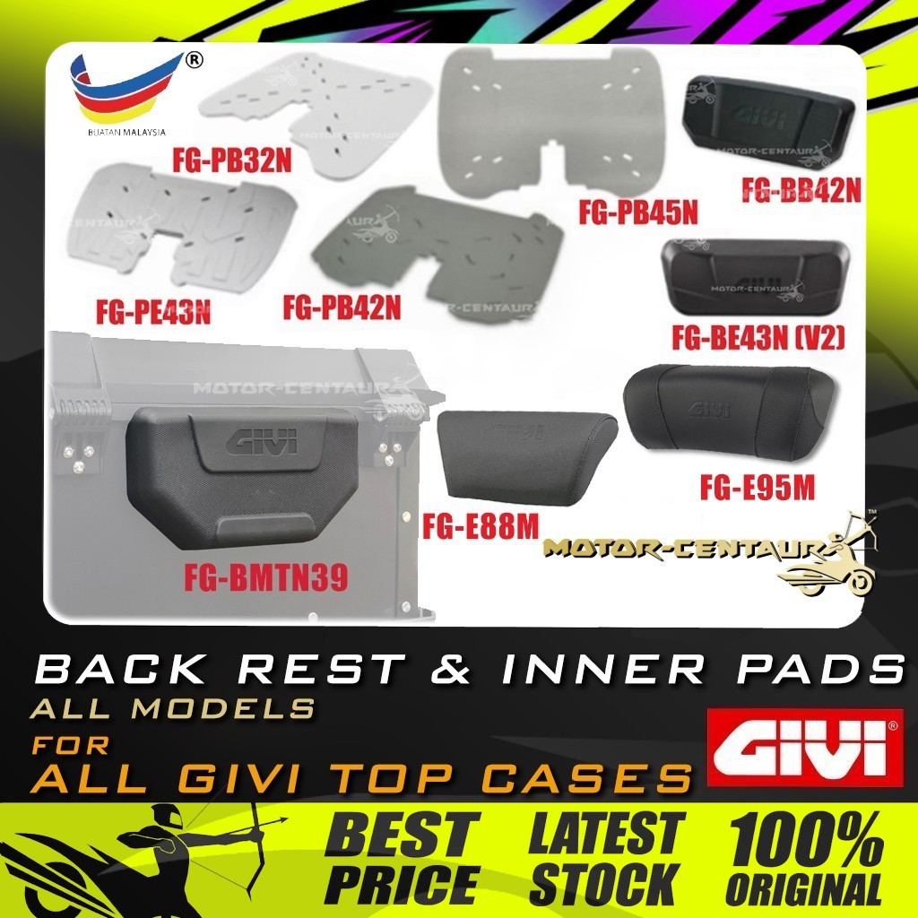 KUSYEN/SANDARAN GIVI BACK REST/ BACKREST / INNER PAD FOR B45,B42,E43,B32,B33,B27,MTN39,E260,E30 ...