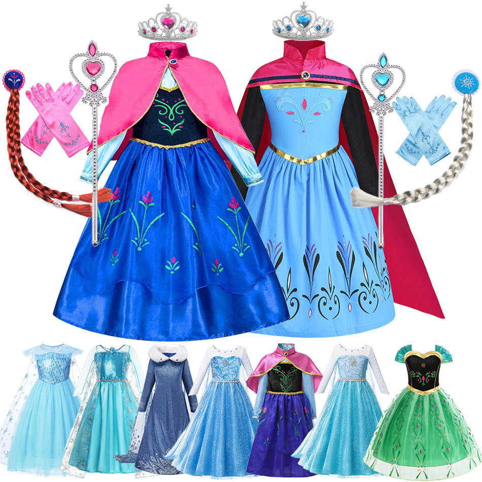 Kids Elsa Anna Kid Princess Dress Costume Snow Queen Girls Halloween ...