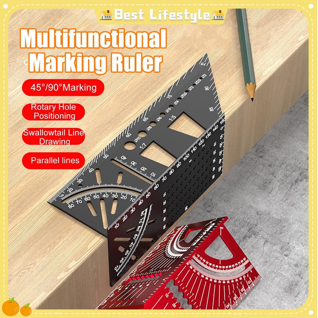 Woodworking Marking Ruler Square Size Measure Ruler 45/90 Degree Mitre ...