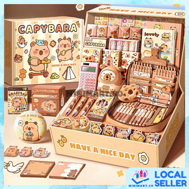 Capybara Stationery Luxury Gift Box Cute Pencil Case Sticker Notebook ...