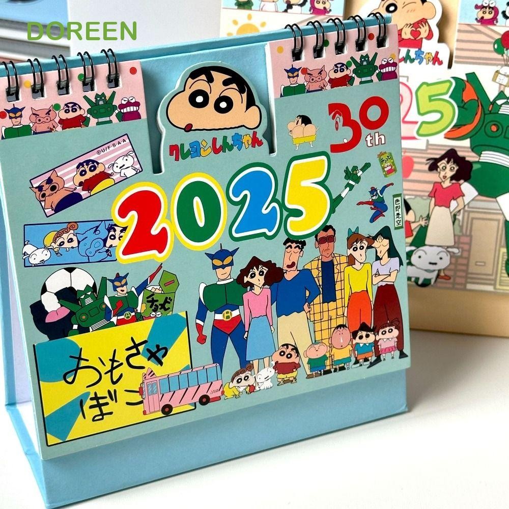 DOREEN 2025 Desk Calendar, Anime Kitty Melody Crayon Shin Chan Calendar ...