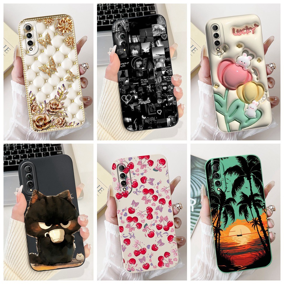 Huawei Y9s Case STK-L22 Aesthetic Cute Cat Fashion Funny Silicone Phone ...