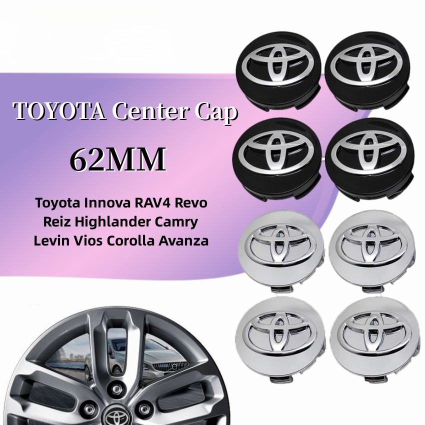 1/4Pcs/Set 62MM TOYOTA Center Cap Car Wheel Hub Cap with 3D Emblem for ...