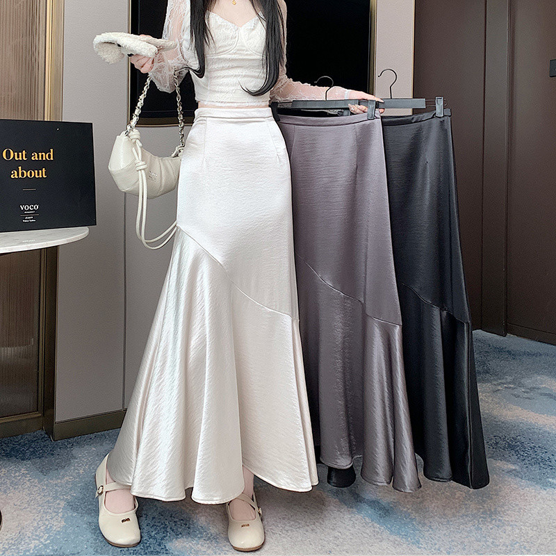 2025 Spring Summer All-Match Satin High-End Stitching Flesh-Covering ...