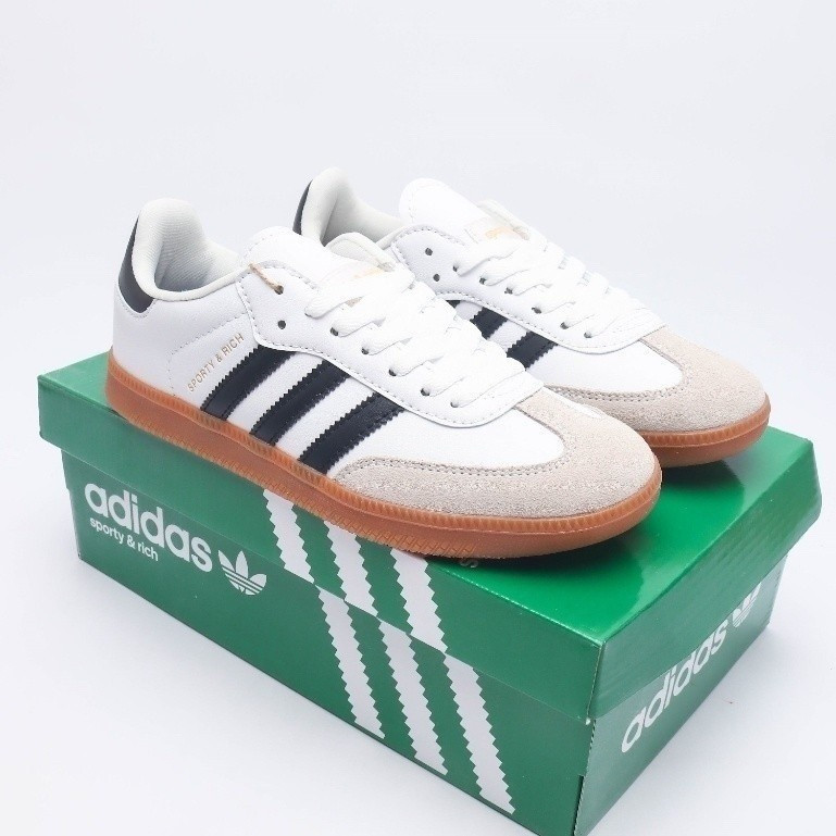 Sporty & Rich X Adidas Originals samba OG jurulatih "putih/hitam" kasut ...