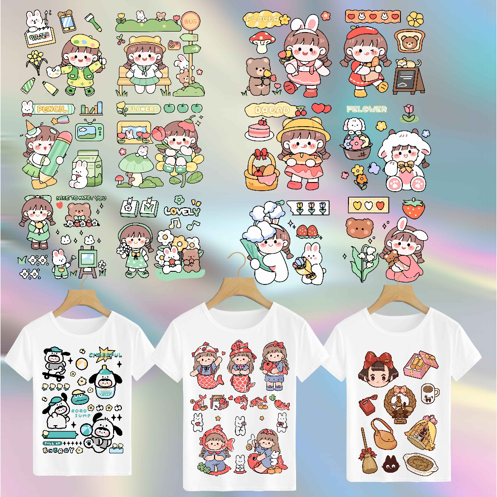 UV558 Dtf SCREEN PRINTING STICKER SIZE A3 CUTE CARTOON THEME BUNDLE ...