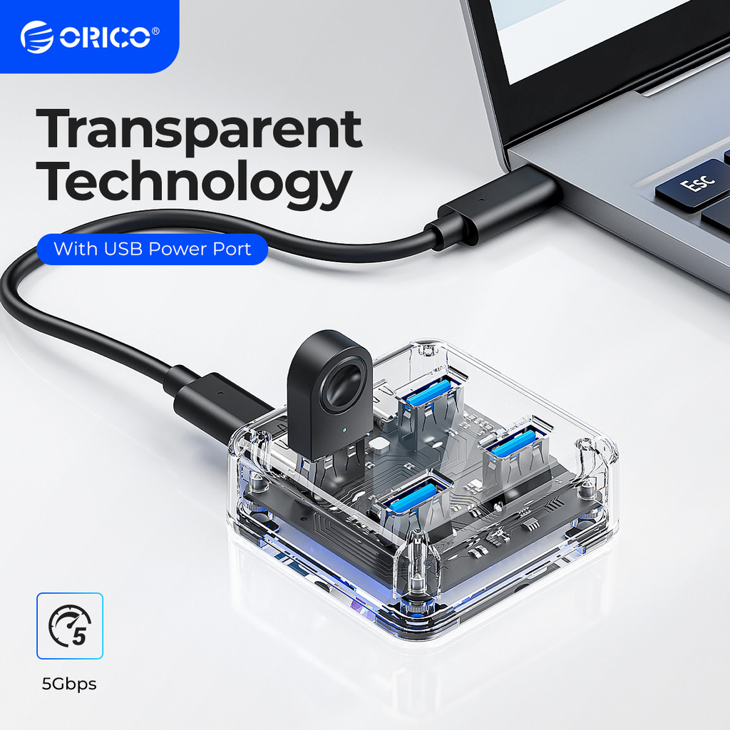 ORICO Transparent Usb C Hub 4 Port Expansion With Power Supply ...