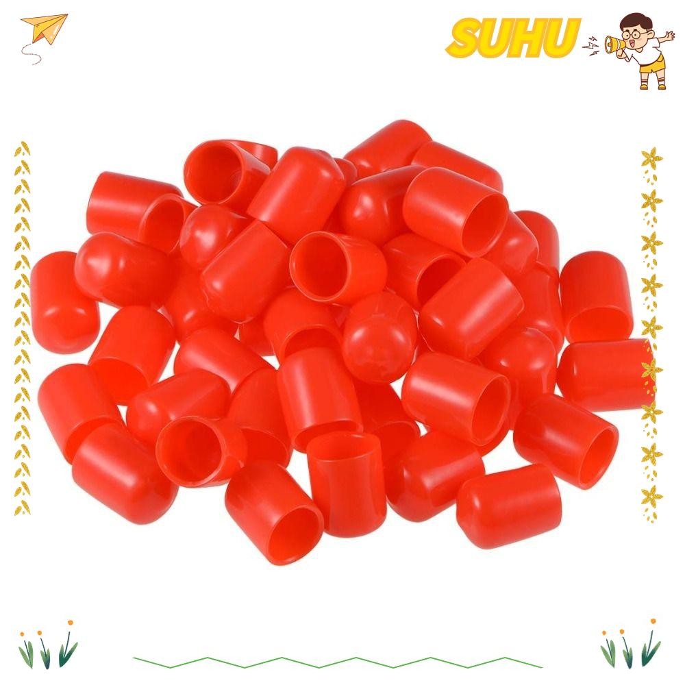 SUHU 50pcs Round Tube Bolt Cap Cover, Red 15mm/6mm Rubber End Caps ...