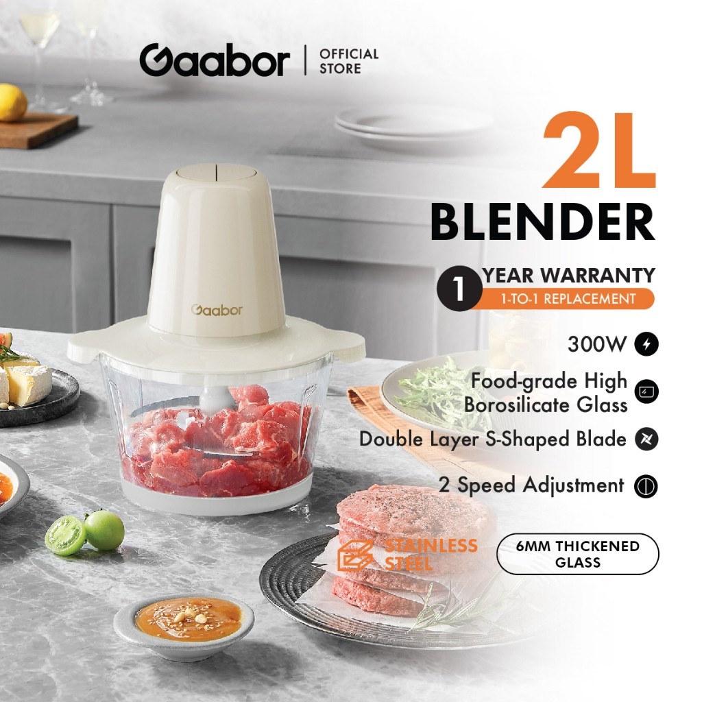 Gaabor 2L Food Processor Blender with 300W Power and 3-Layer S-Type ...